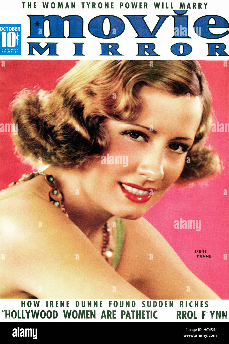 Irene Dunne, Movie Mirror magazine cover, October 1938 Stock Photo - Alamy