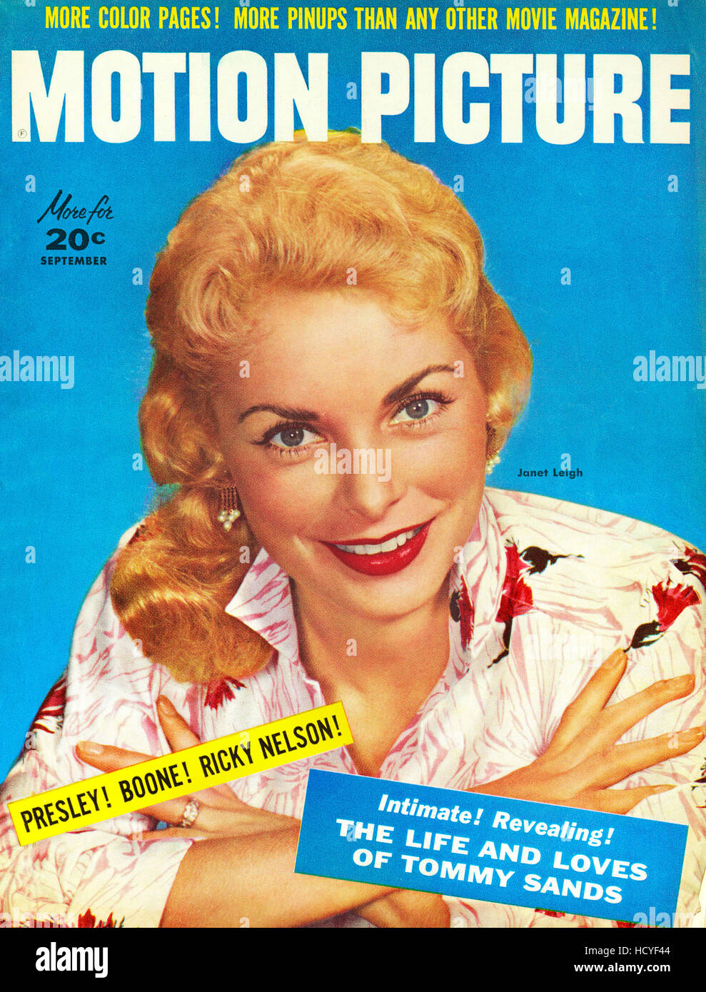Janet Leigh, Motion Picture magazine cover, September 1957 Stock Photo ...