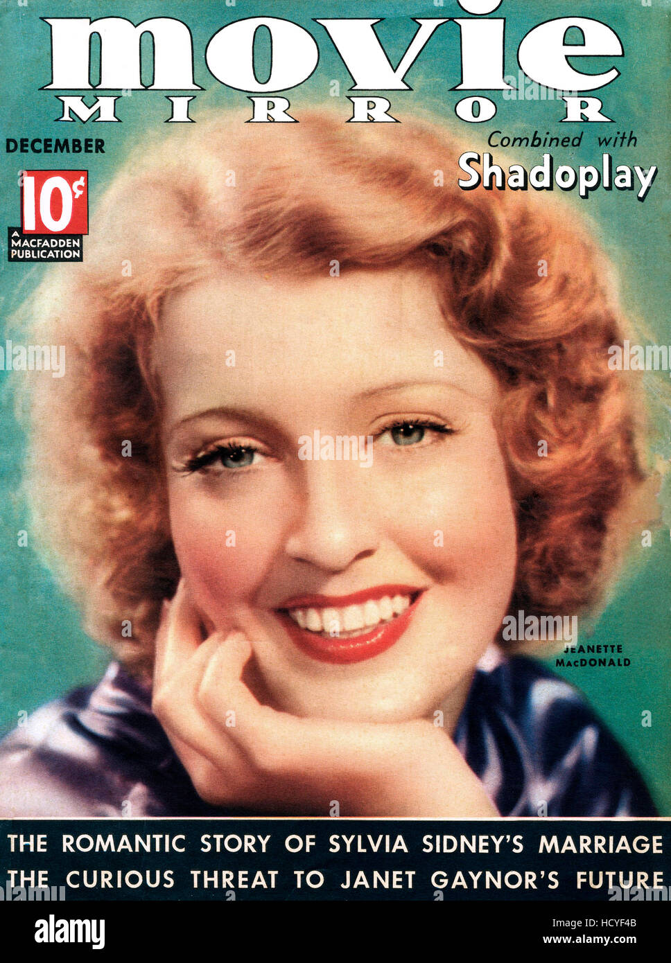 Jeanette MacDonald, Movie Mirror and Shadowplay magazine cover ...
