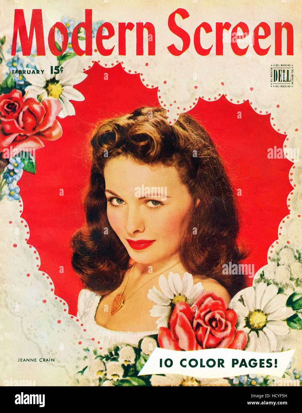 Jeanne Crain, Modern Screen magazine cover, February 1944 Stock Photo ...