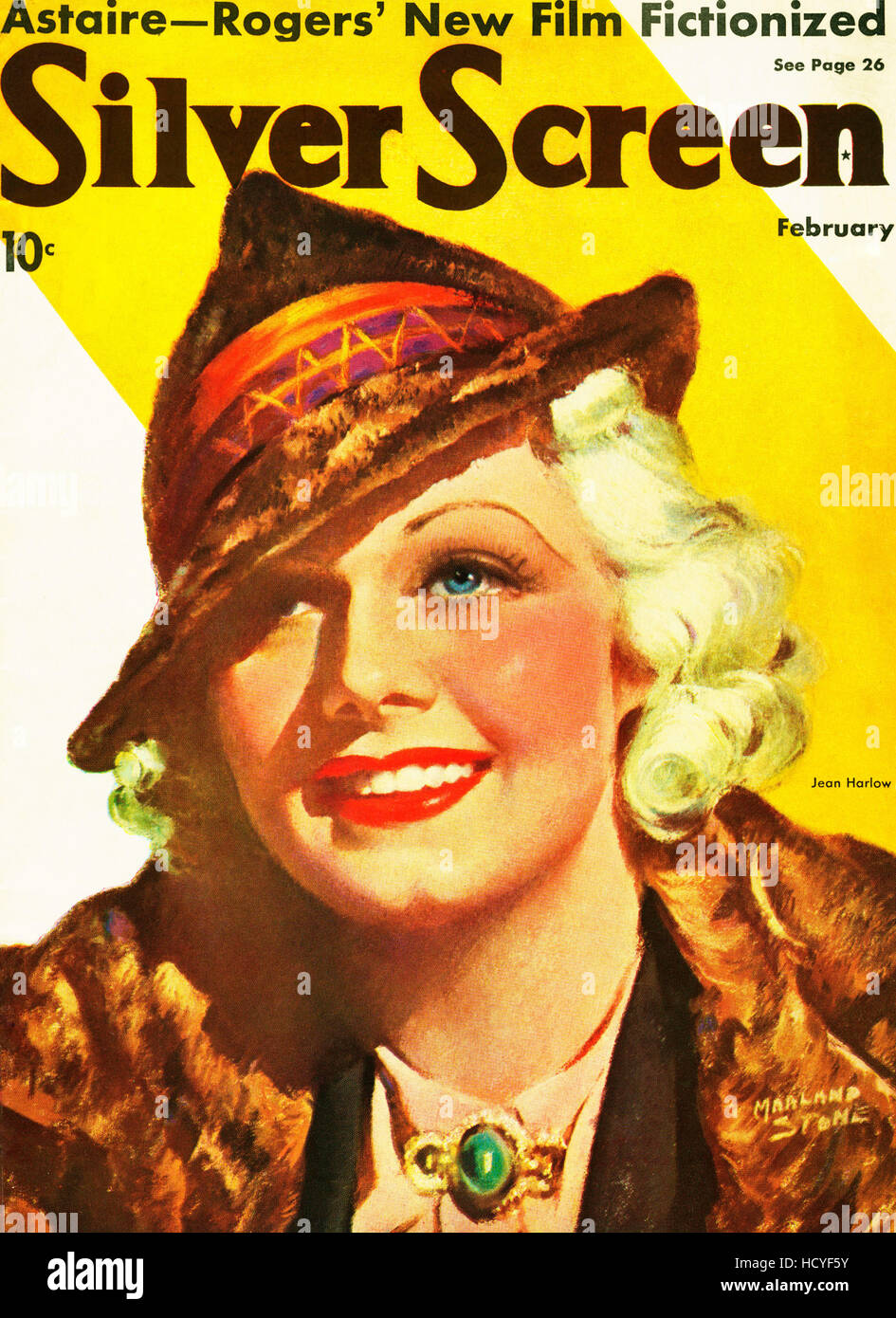 Jean Harlow, Silver Screen magazine cover, January 1936 Stock Photo - Alamy