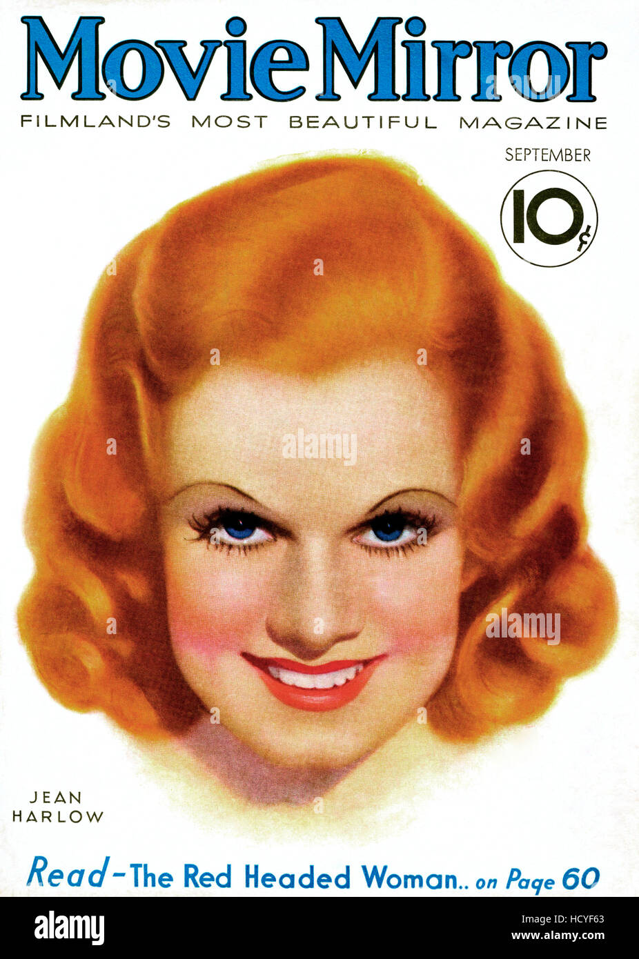 Jean Harlow, in RED-HEADED WOMAN, Movie Mirror magazine cover ...