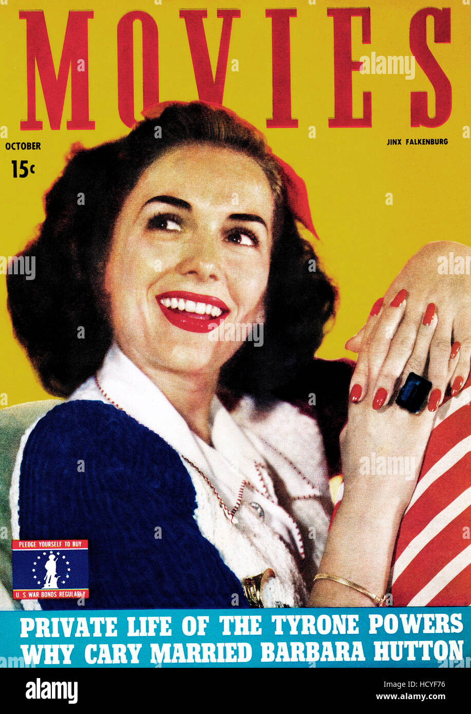 Jinx Falkenburg, Movies magazine cover, October 1942 Stock Photo - Alamy