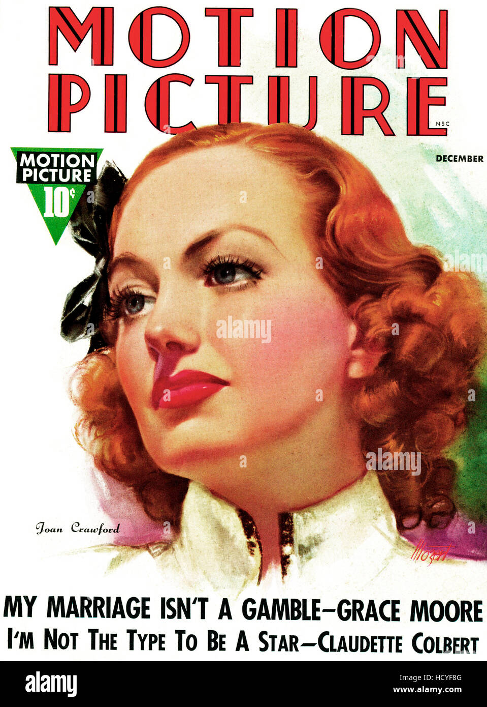 Joan Crawford, Motion Picture magazine cover, December 1936 Stock Photo ...
