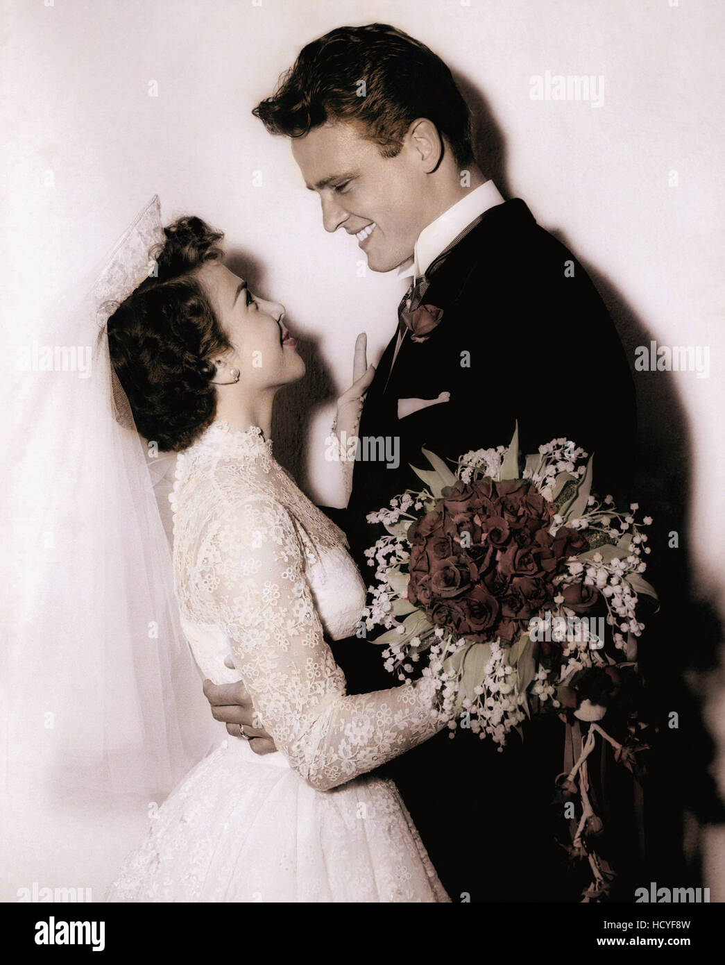 Beverly Hills wedding of John Ericson, right, and Milly Coury, 1953 ...