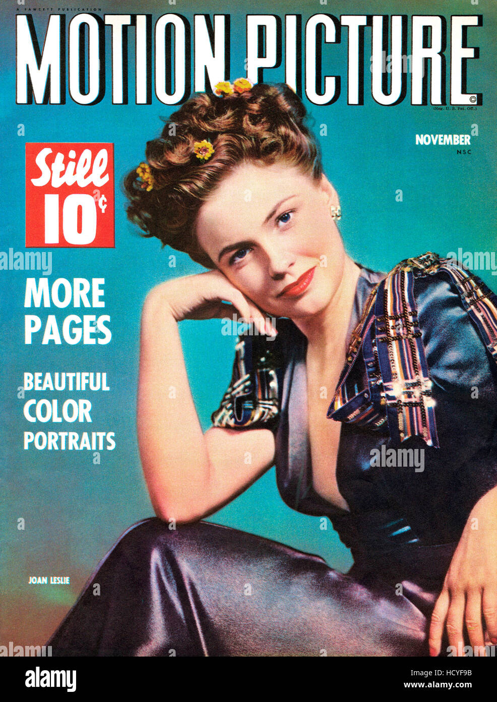 Joan Leslie, Motion Picture magazine cover, November 1942 Stock Photo ...