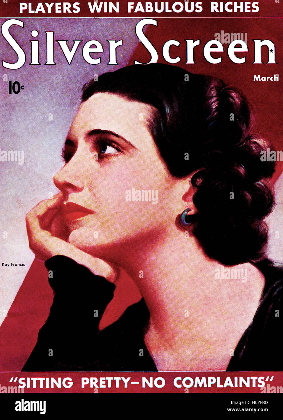 Kay Francis, Silver Screen magazine cover, March 1937 Stock Photo - Alamy