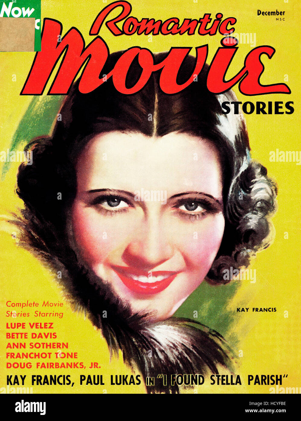 Kay Francis, Romantic Movie Stories magazine cover, December 1935 Stock ...