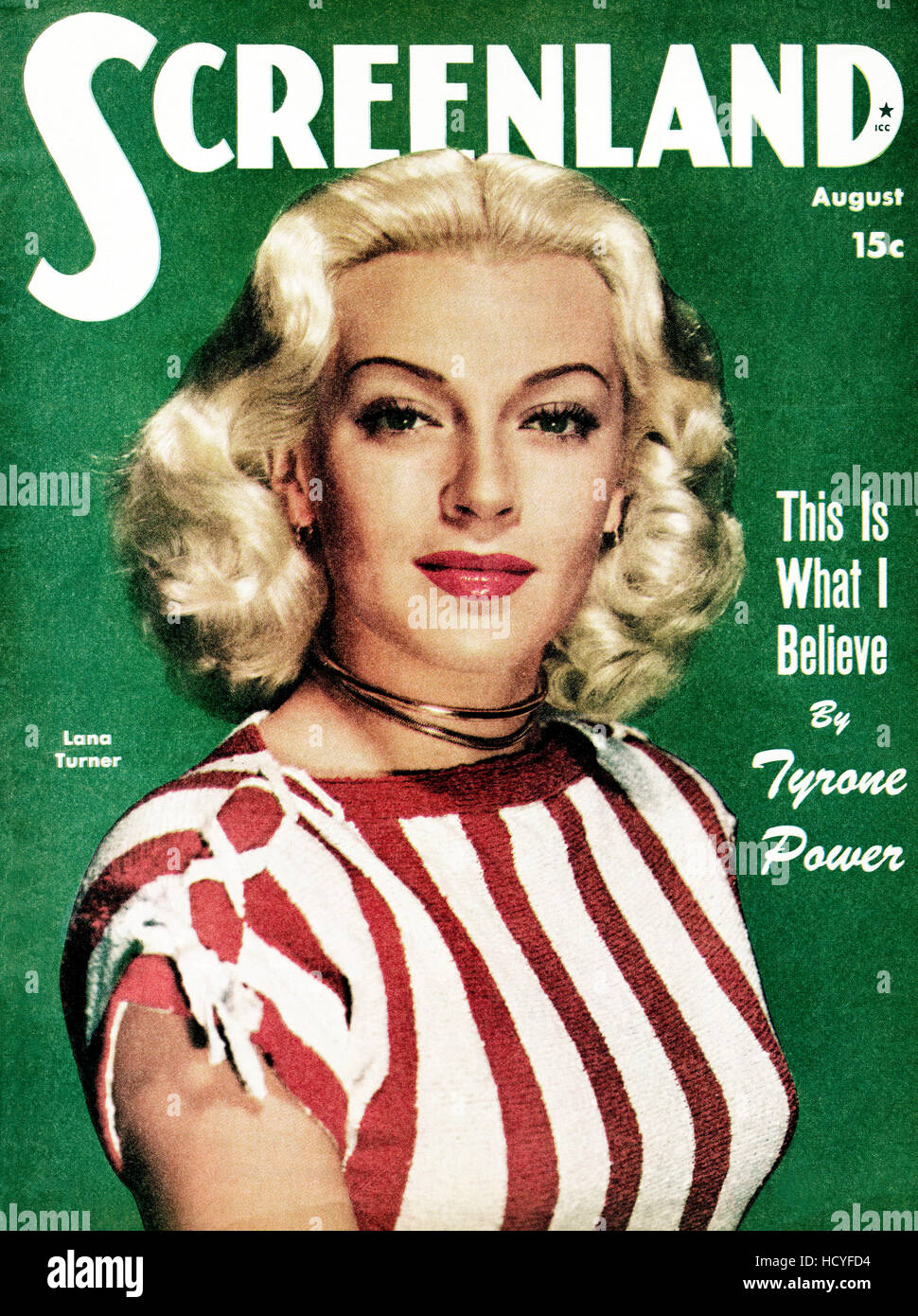 Lana Turner, Screenland magazine cover, August 1946 Stock Photo - Alamy