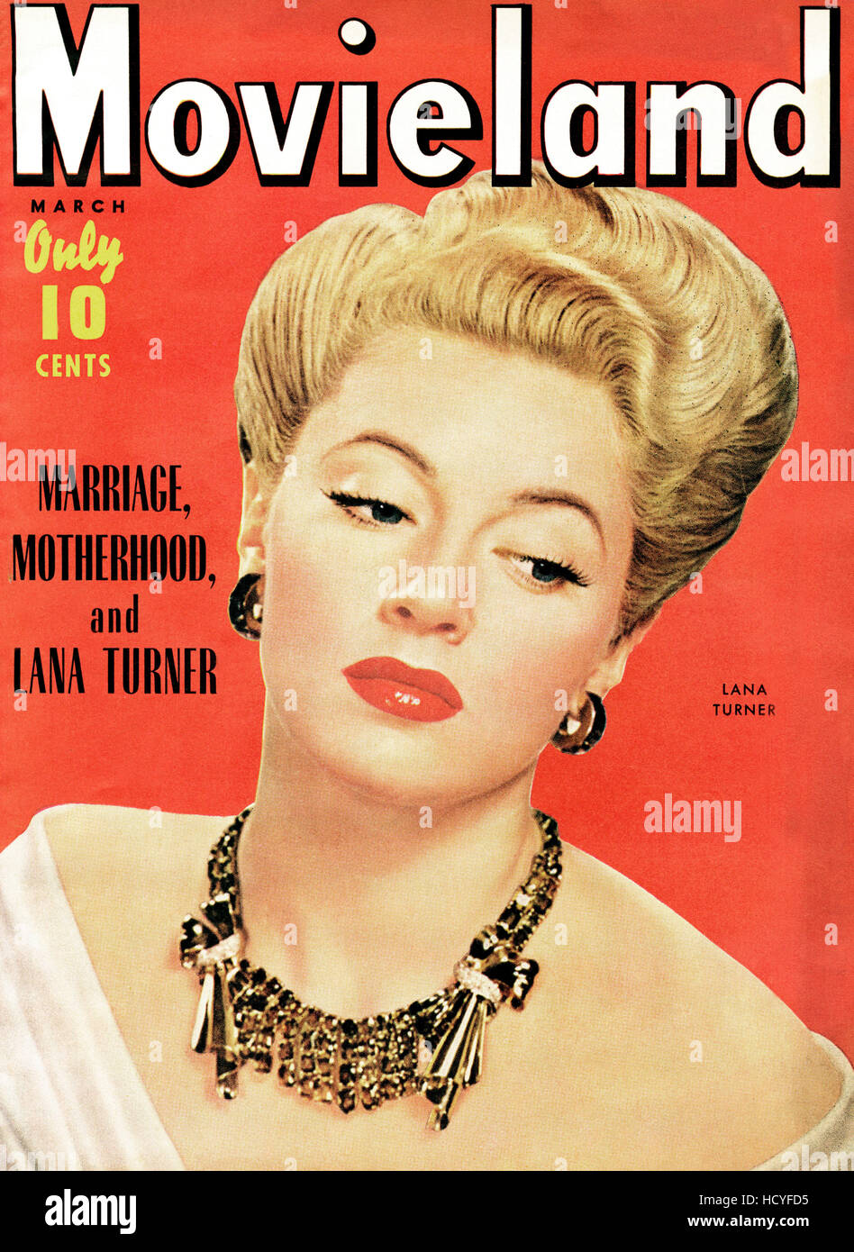 Lana Turner, Movieland magazine cover, March 1943 Stock Photo - Alamy