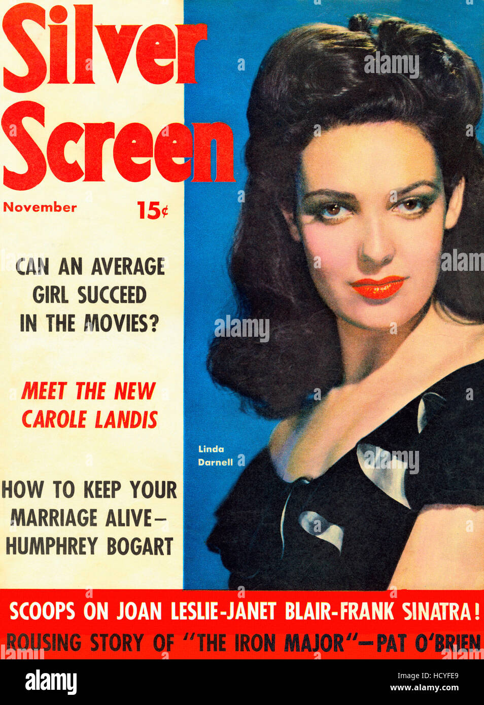 Linda Darnell, Silver Screen magazine cover, November 1943 Stock Photo ...