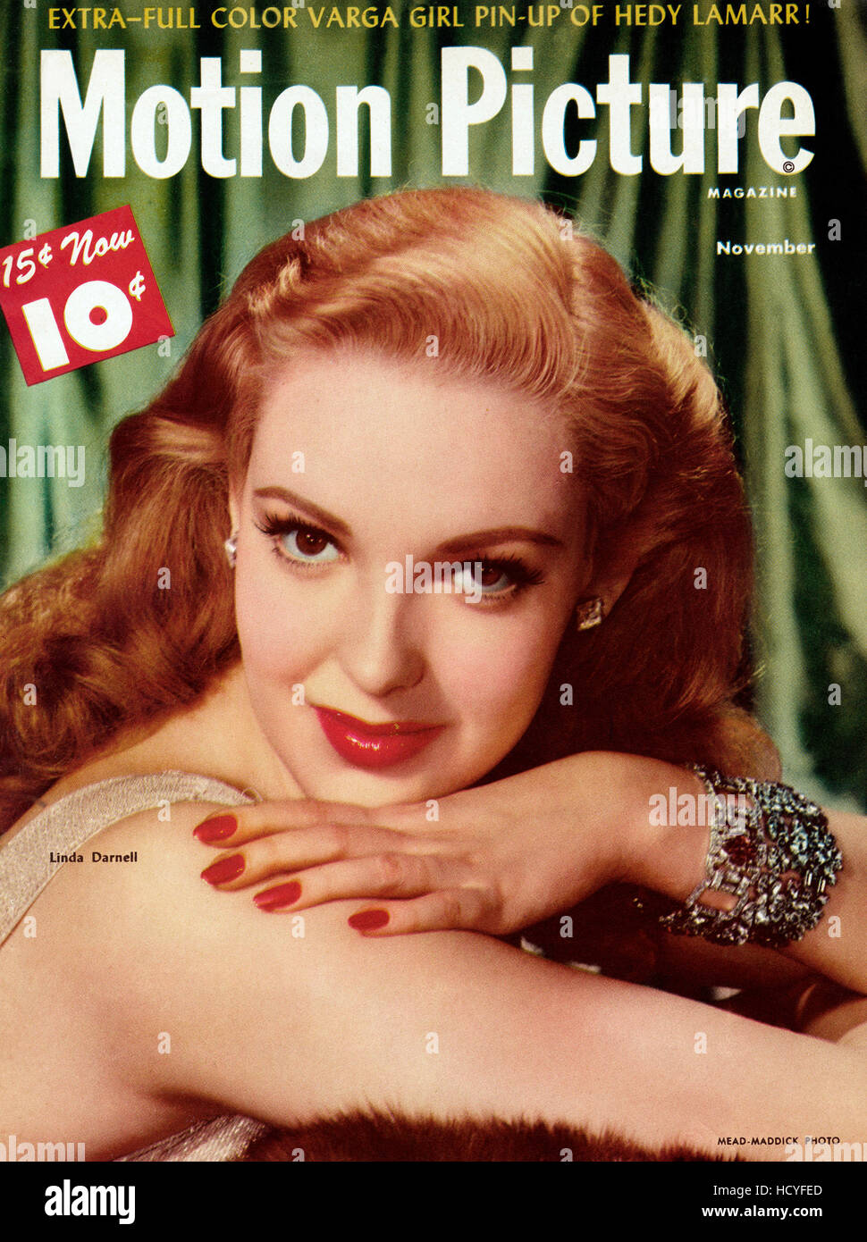 Linda Darnell, Motion Picture magazine cover, November 1947 Stock Photo - Alamy