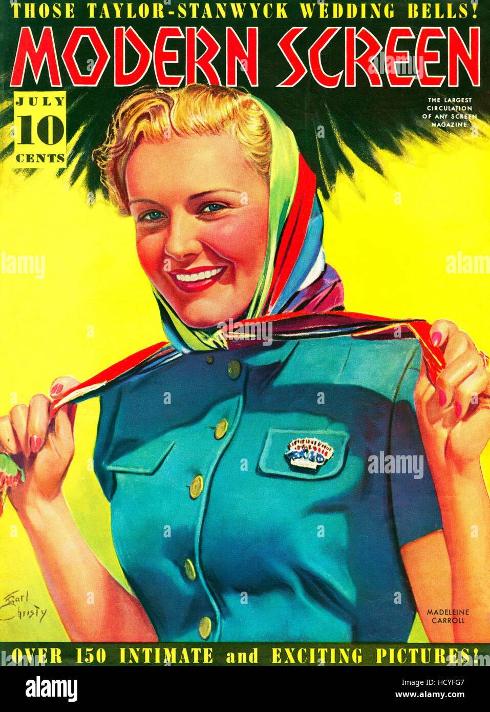 Madeleine Carroll, Modern Screen magazine cover, July 1939 Stock Photo ...