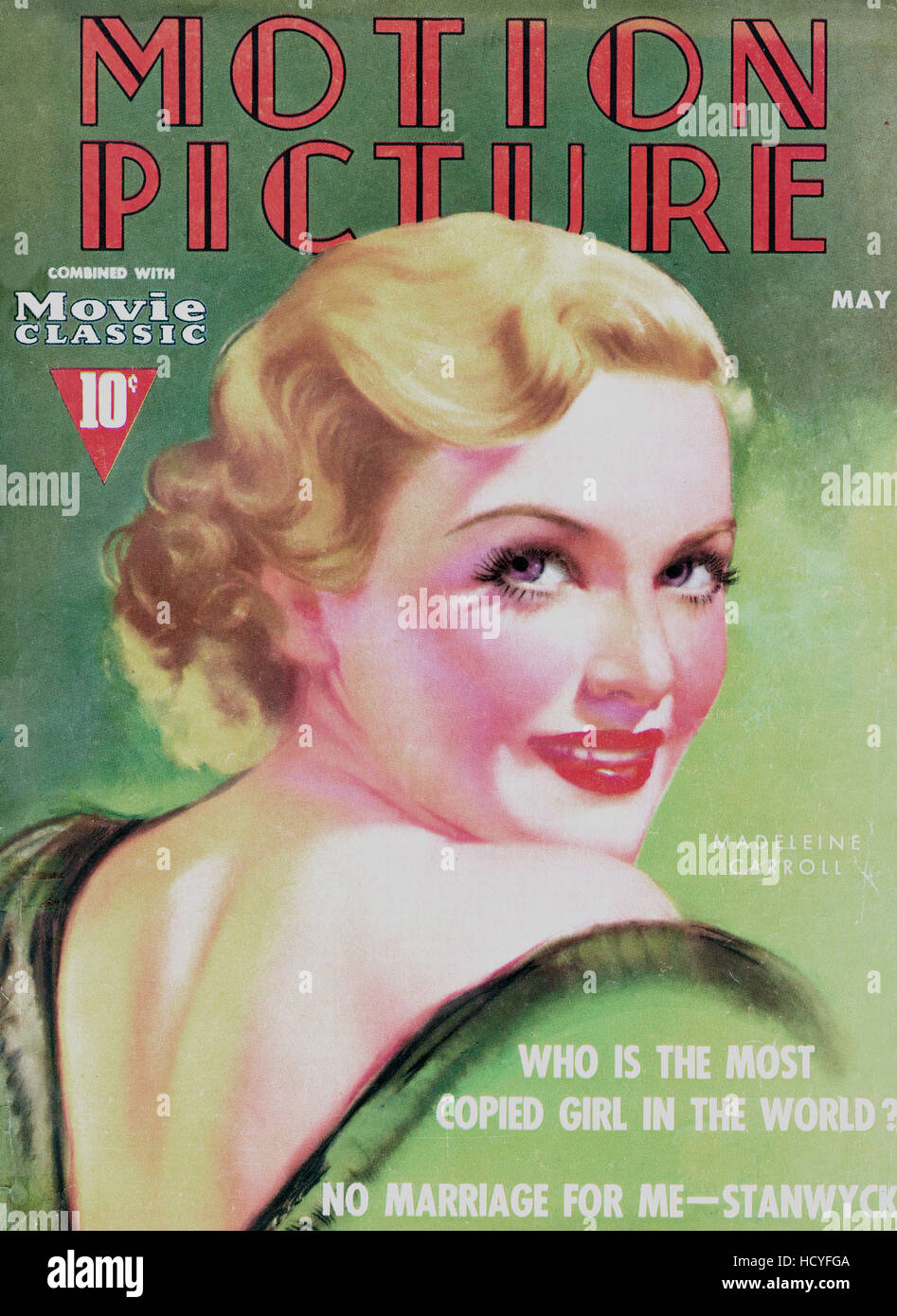 Madeline Carroll, Motion Picture magazine cover, May 1937 Stock Photo ...