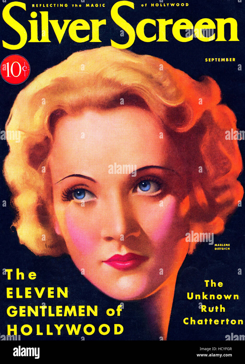 Marlene Dietrich, Silver Screen magazine cover, September 1931 Stock ...