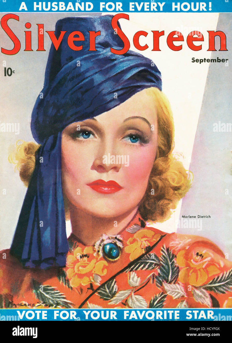 Marlene Dietrich, Silver Screen magazine cover, September 1937 Stock ...