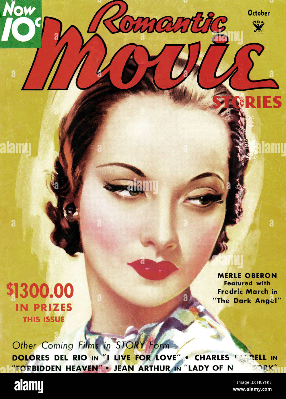 Merle Oberon, Romantic Movie Stories magazine cover, October 1935 Stock ...