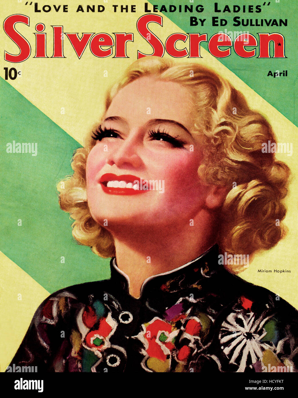 Miriam Hopkins, Silver Screen magazine cover, April 1936 Stock Photo ...