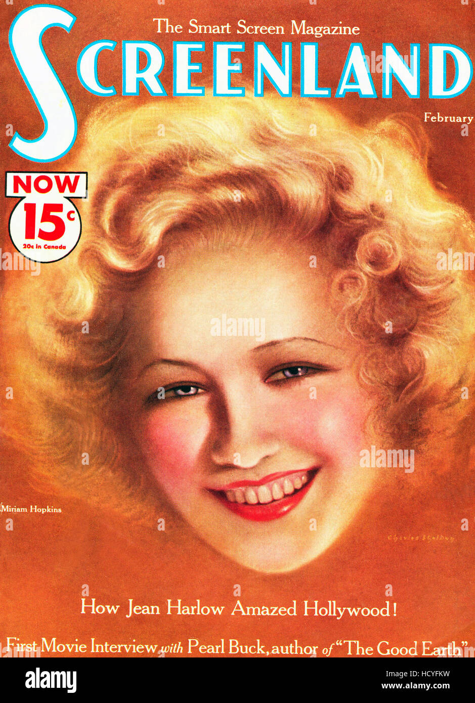 Miriam Hopkins, Screenland magazine cover, February 1933 Stock Photo ...