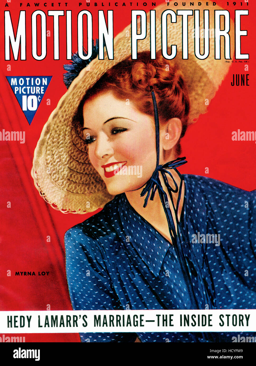 Myrna Loy, Motion Picture magazine cover, June 1939 Stock Photo - Alamy