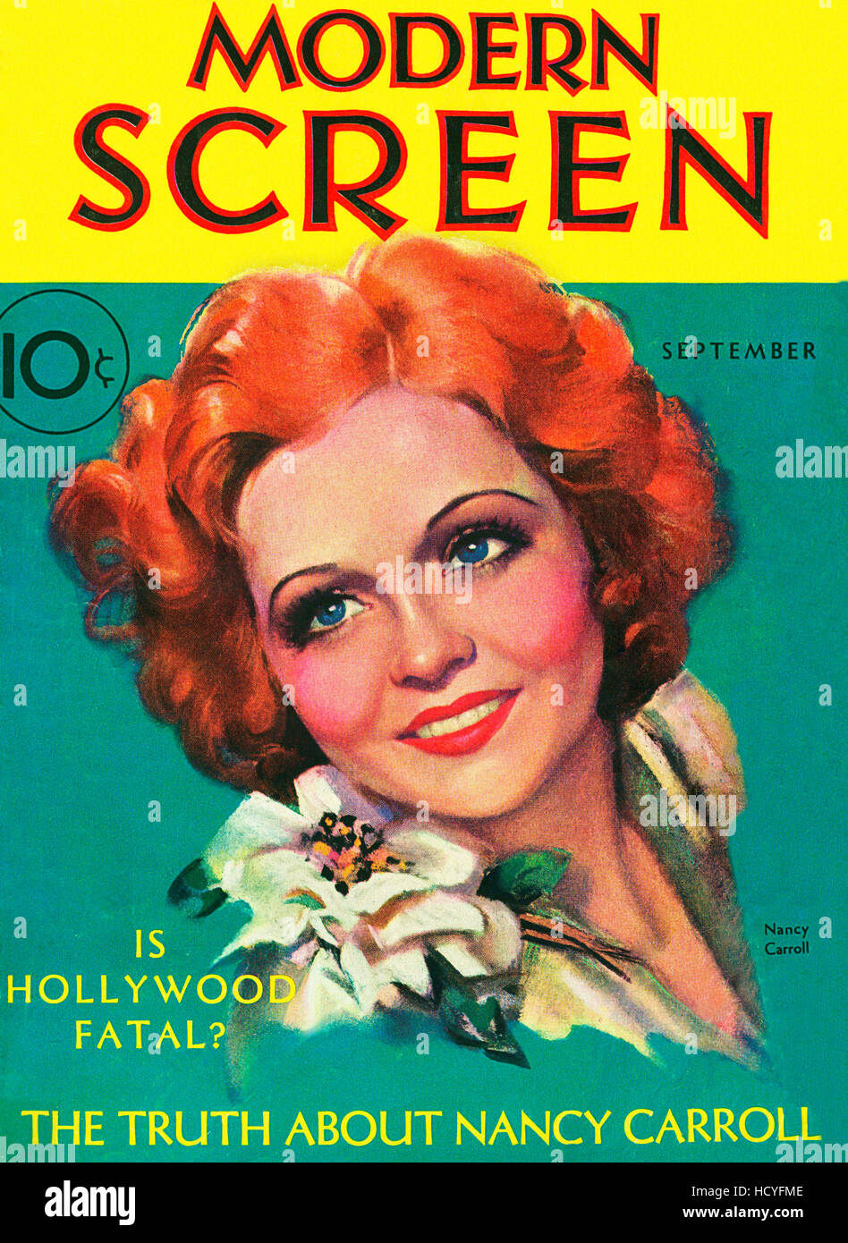 Nancy Carroll, Modern Screen magazine cover, September 1931 Stock Photo ...