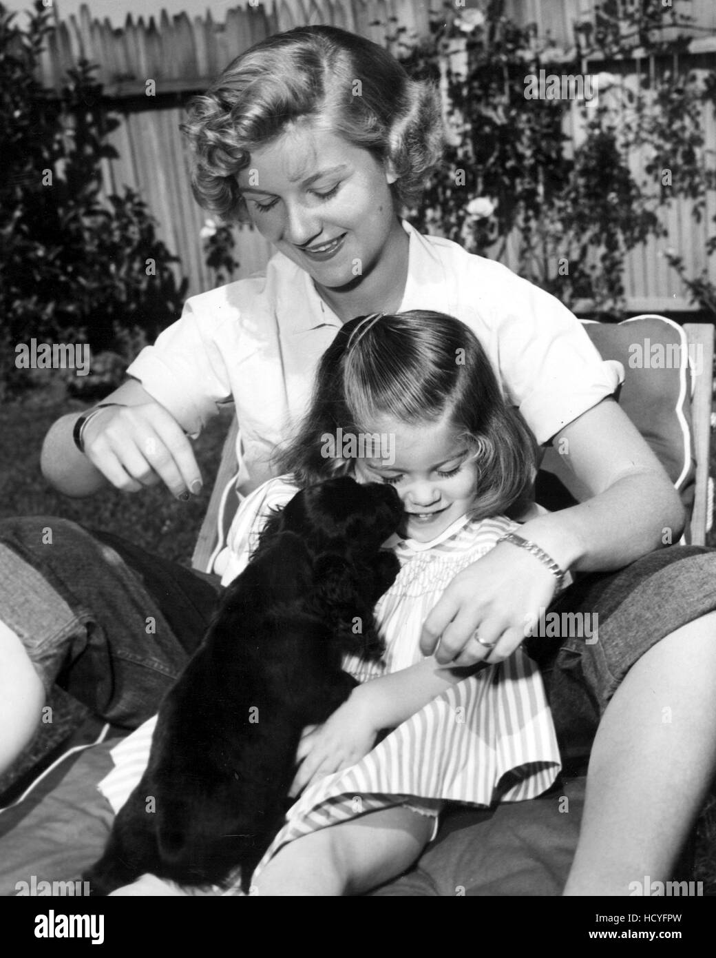 Barbara Bel Geddes at home with her daughter Susan and puppy, 1949 ...