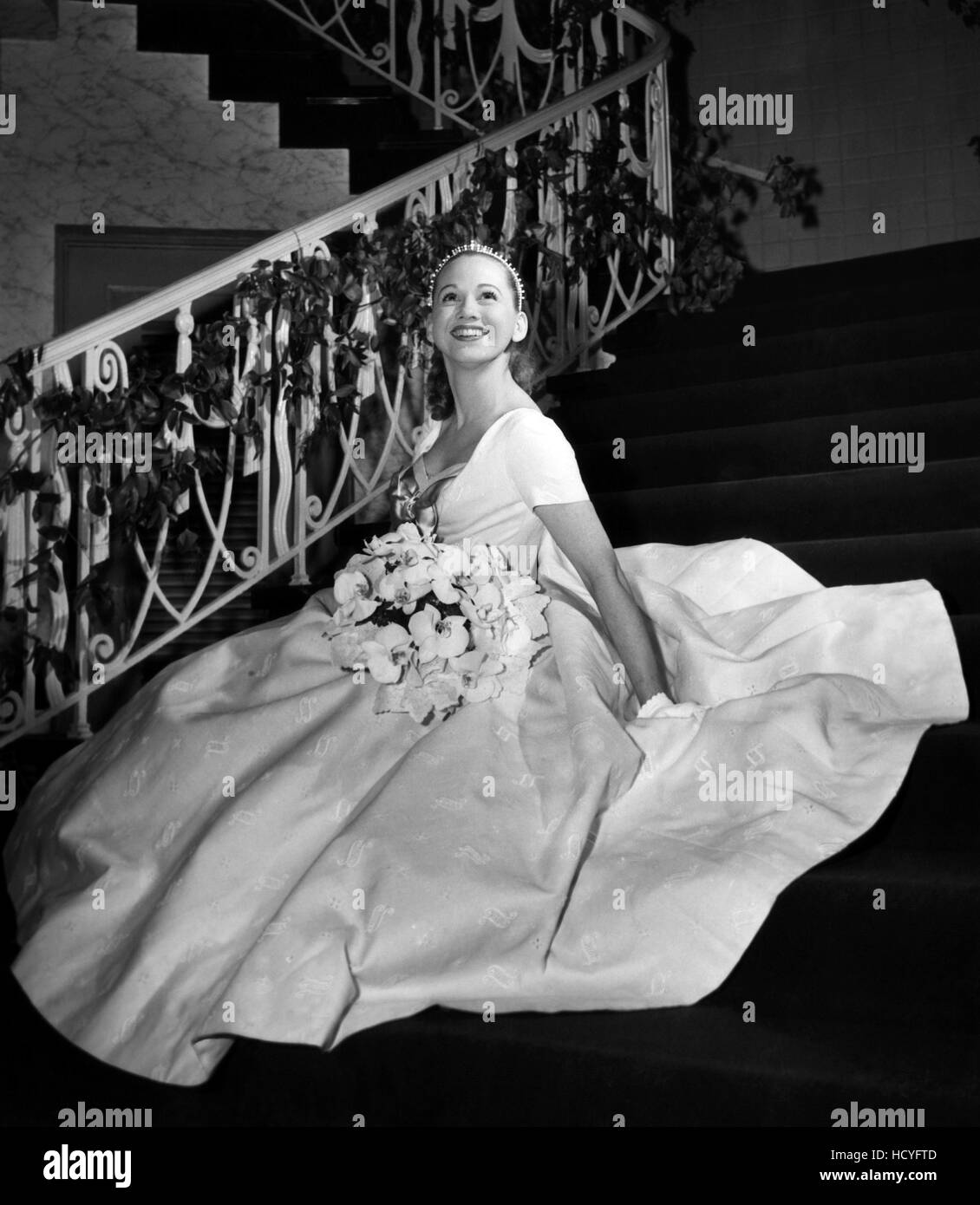 Barbara Cook, having been crowned Irish Linen Queen, 1955 Stock Photo ...