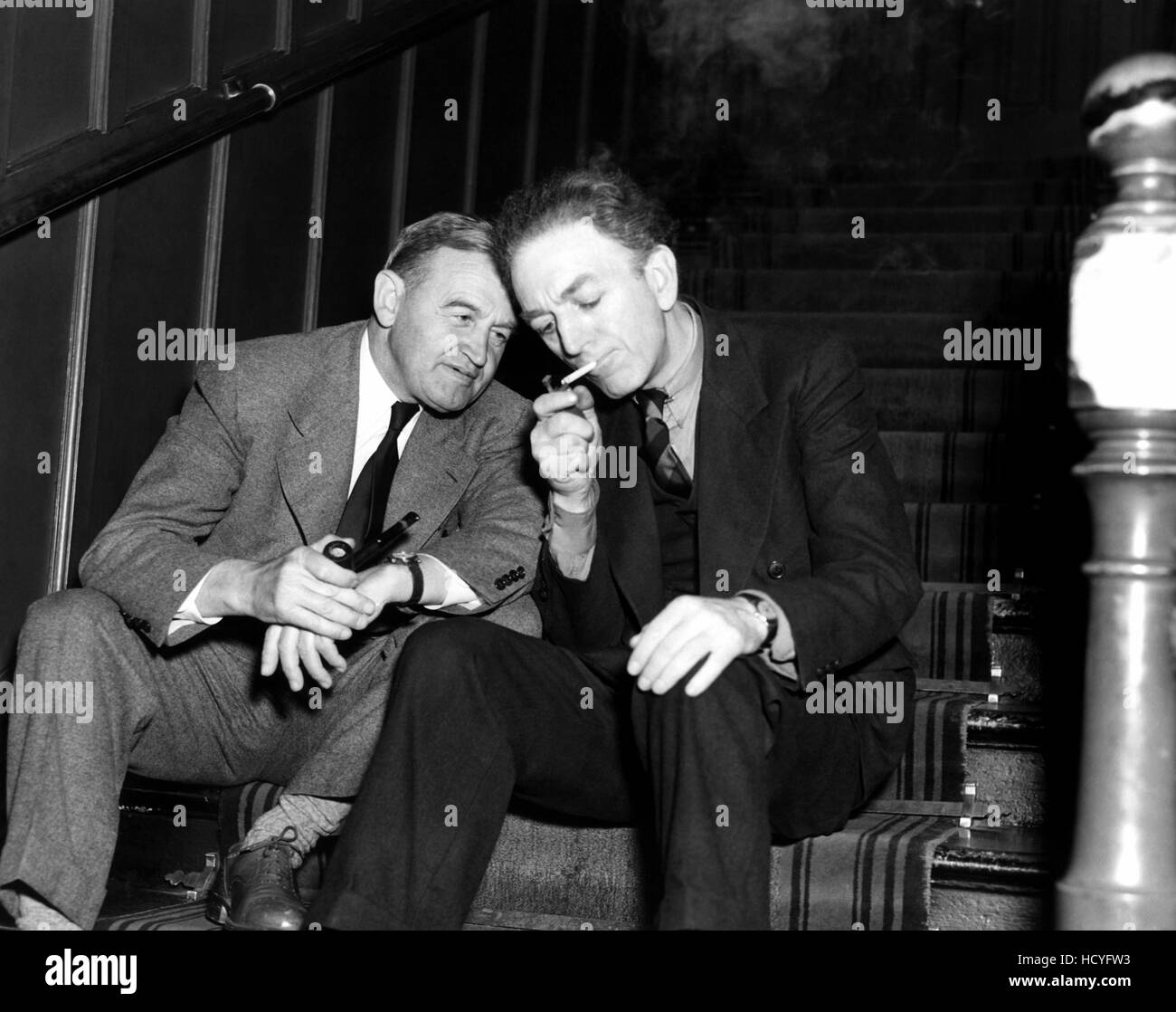 Barry Fitzgerald and F.J. McCormick on the steps of the Abbey Theatre ...
