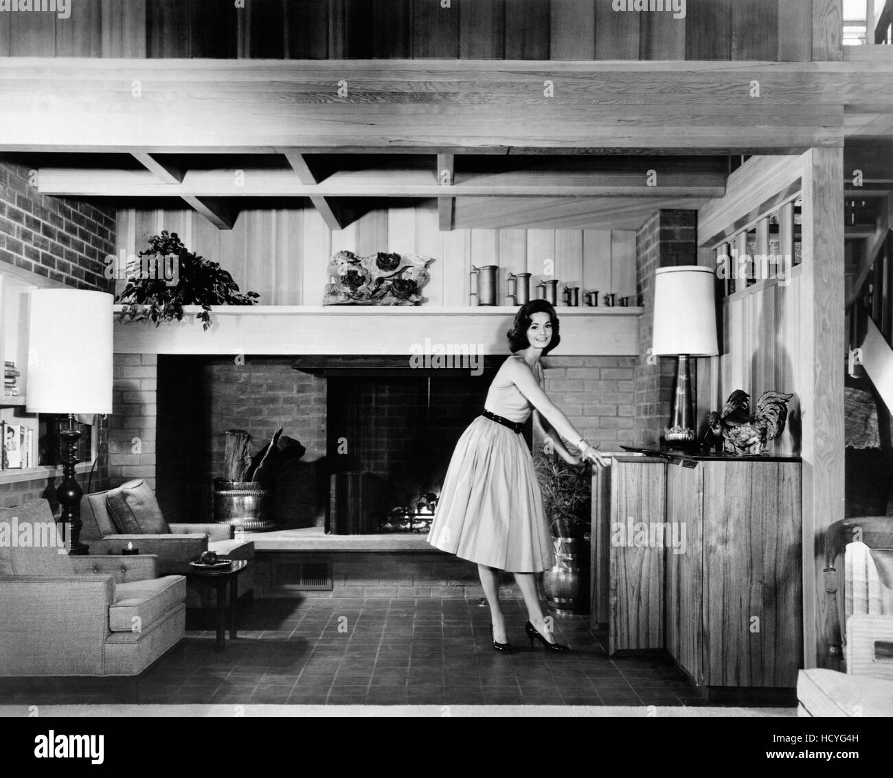 Barbara Rush, showing off her modernistic home, ca. mid-1960s Stock ...