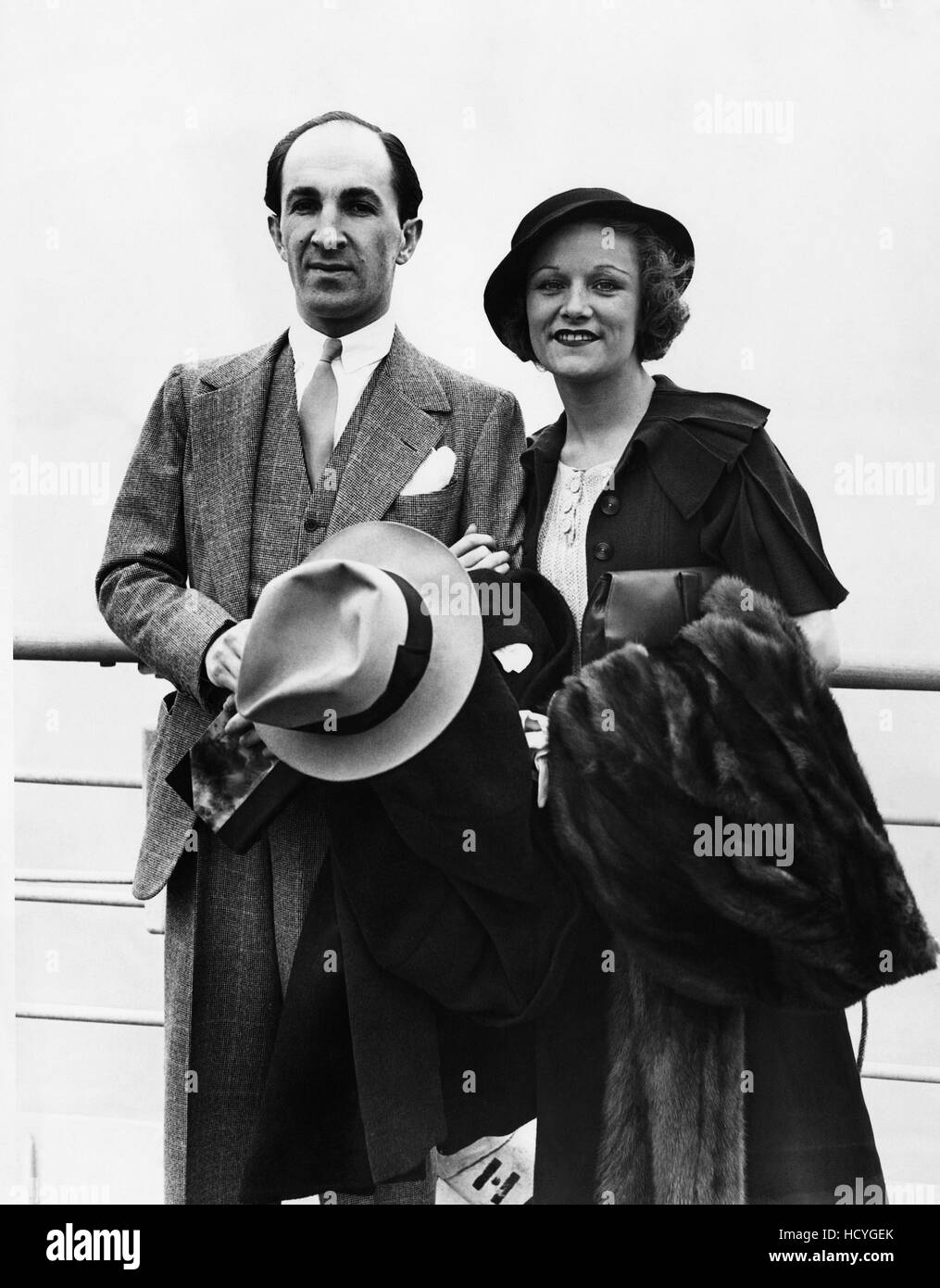 Ben Blue and his wife, Mary, returning from London, April 1934 Stock ...