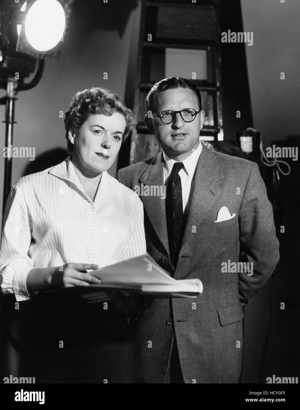 From left, producer Betty Box, director Ralph Thomas, ca. mid-1950s ...