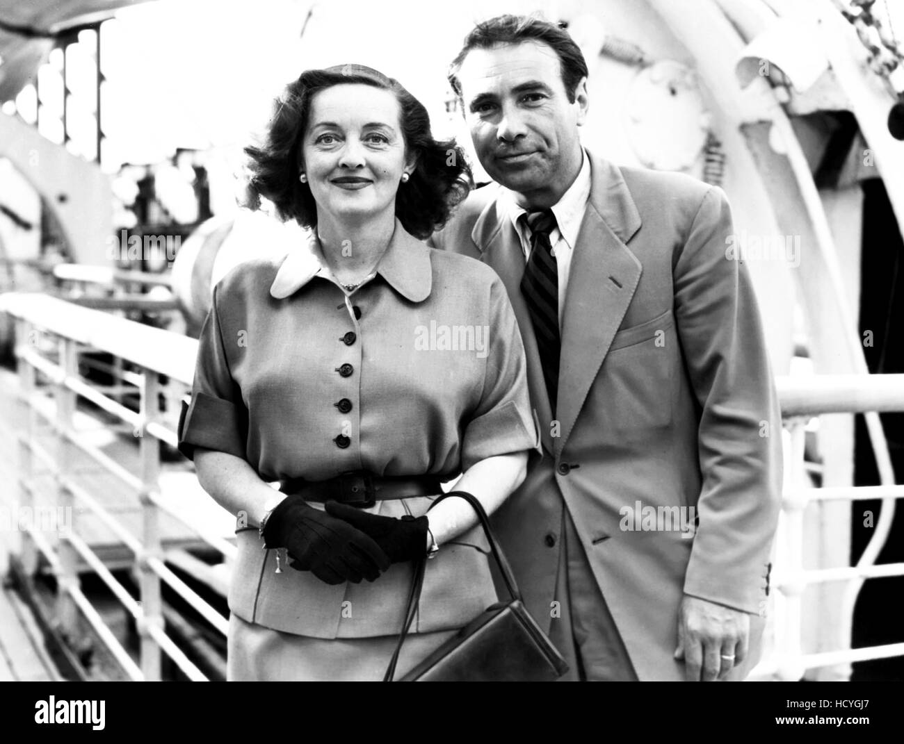 Bette Davis, left, and husband Gary Merrill, on the Queen Elizabeth en ...