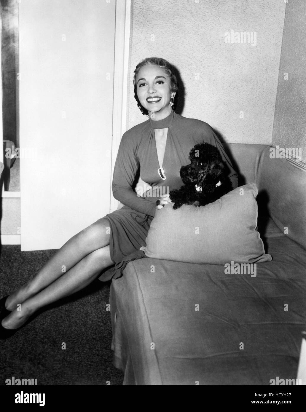 Beverly Garland and poodle, 1957 Stock Photo - Alamy