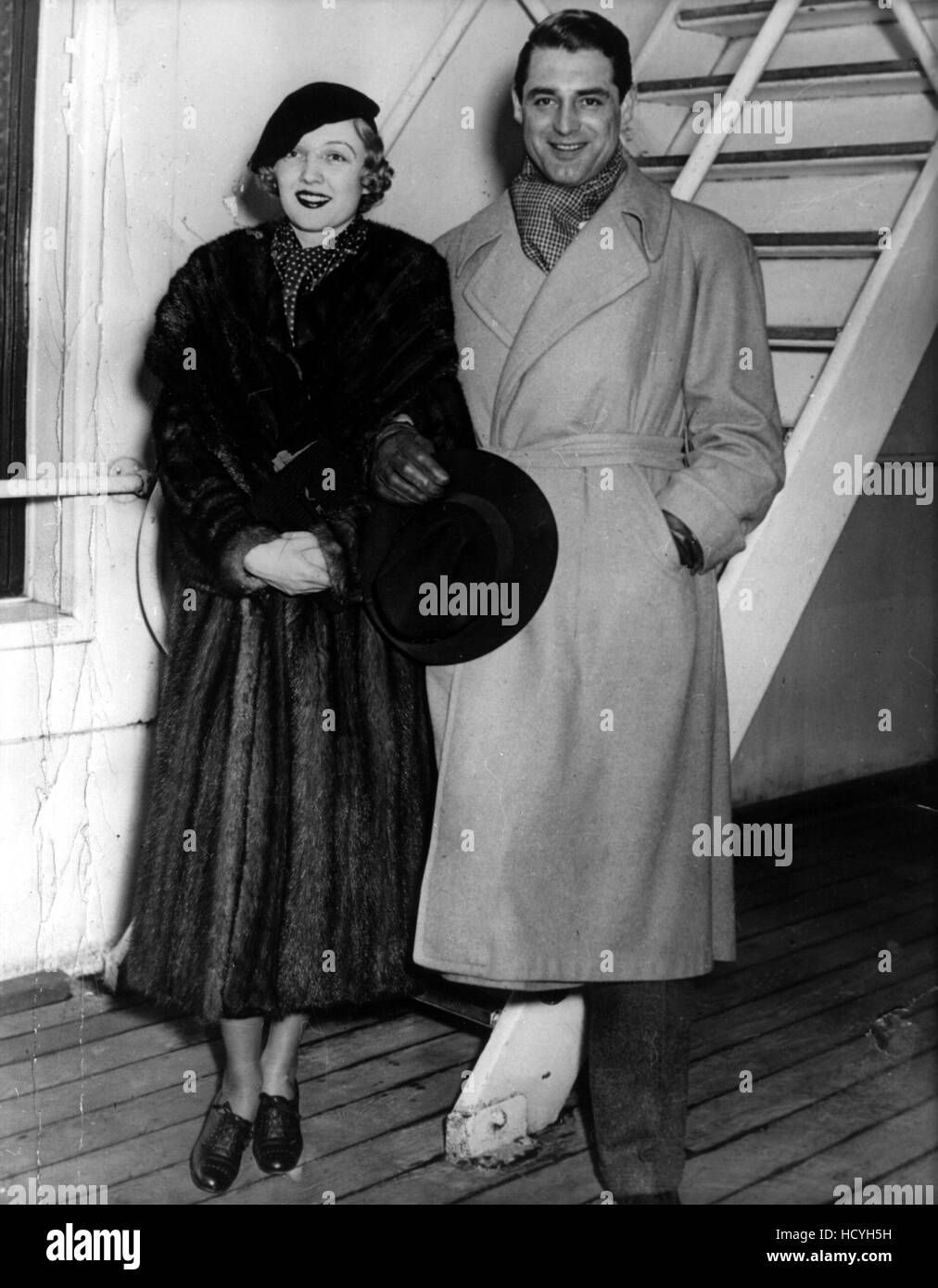 Virginia Cherrill, Cary Grant abourd ship in the mid 1930s Stock Photo ...
