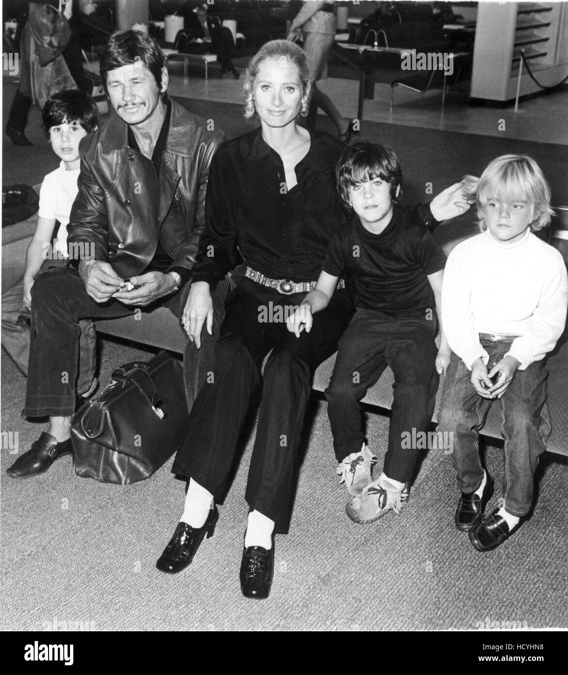 CHARLES BRONSON and wife JILL IRELAND pose with their three sons during ...