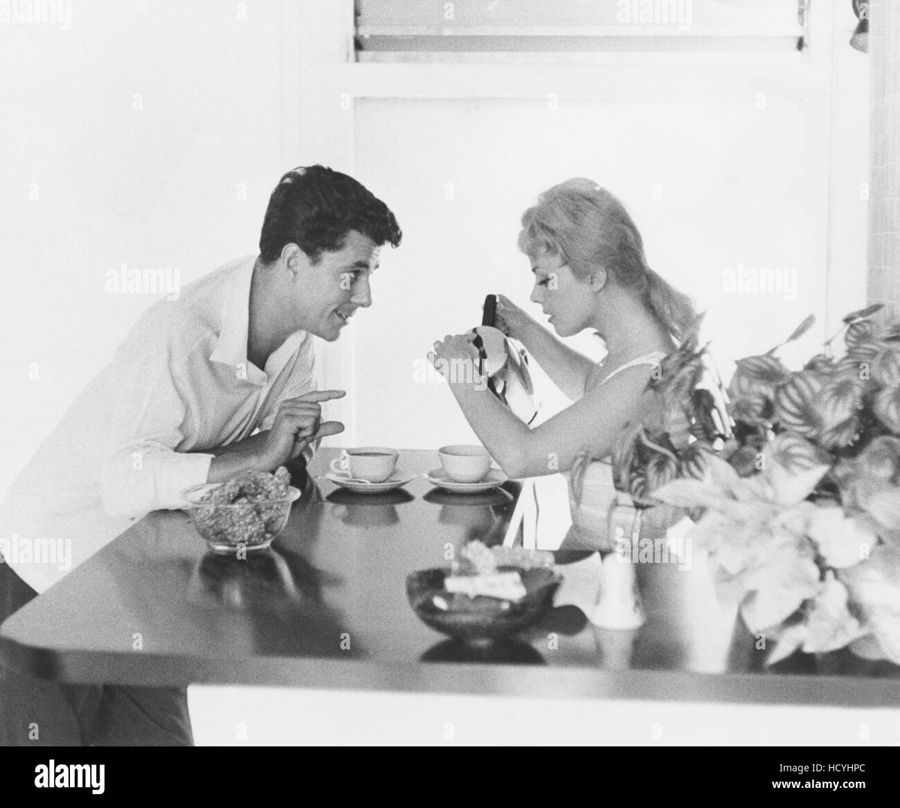 French film stars Philippe Nicaud, left, and Christine Carere, at home ...