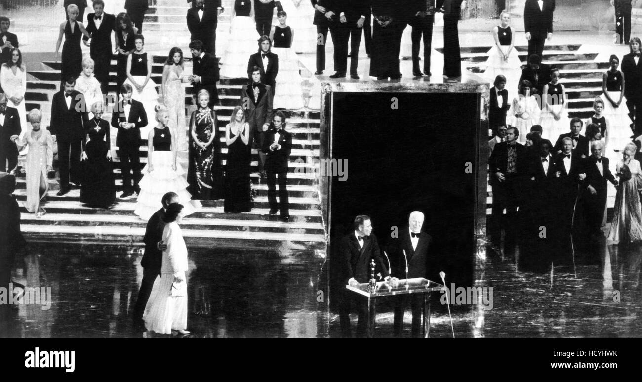 Charlie Chaplin (at podium right) accepting his Lifetime Achievement ...