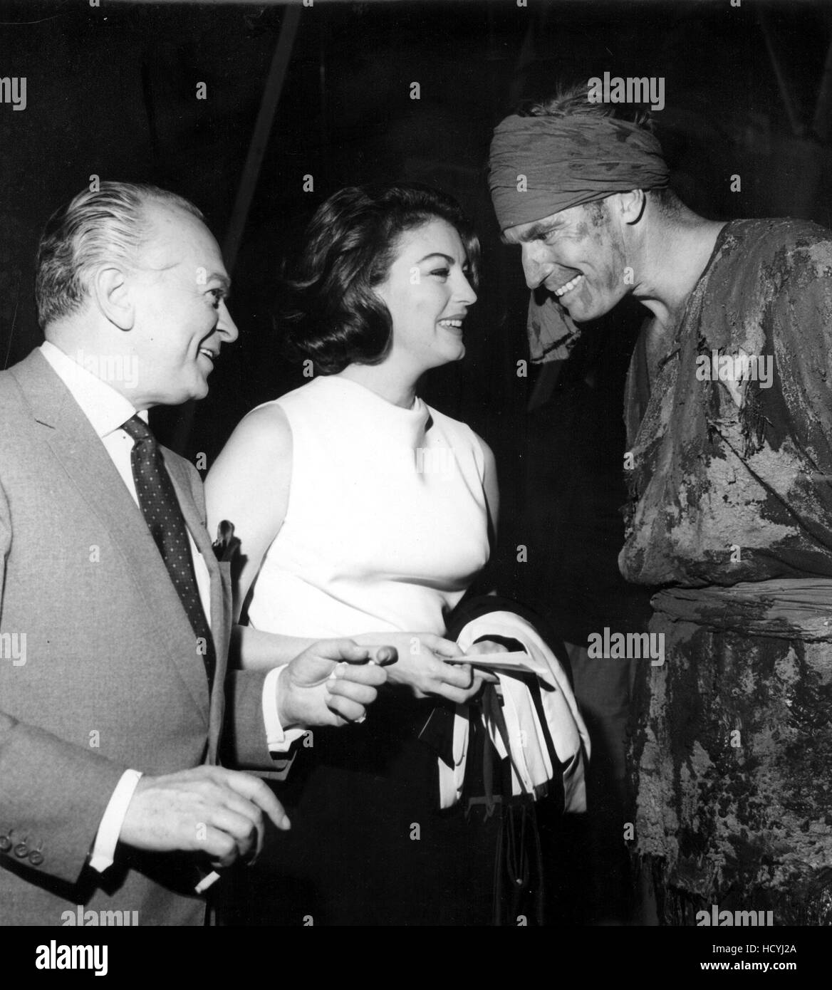 Producer Samuel Bronston, Ava Gardner, Charlton Heston on the set of 55 ...