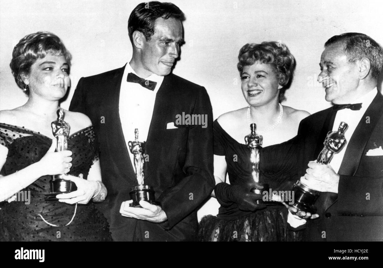 CHARLTON HESTON, with Simone Signoret, Shelley Winters, and director ...