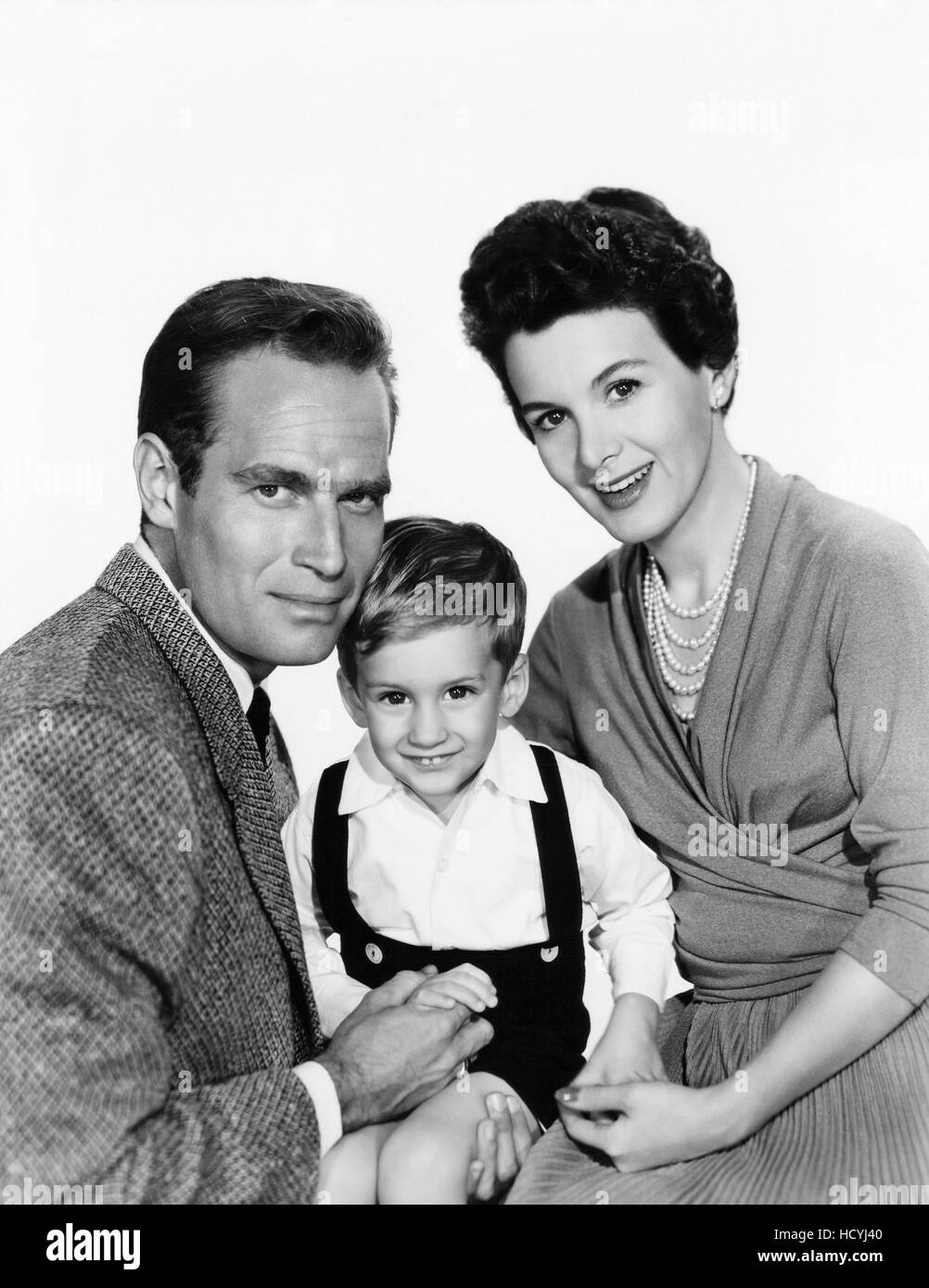 From left: Charlton Heston, Fraser Heston, Lydia Heston, ca. 1960 Stock ...