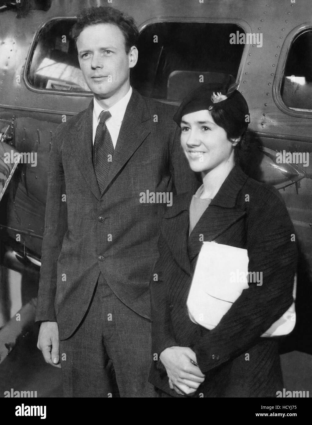 Charles Lindbergh, left, and his wife, Anne Morrow Lindbergh, arriving ...