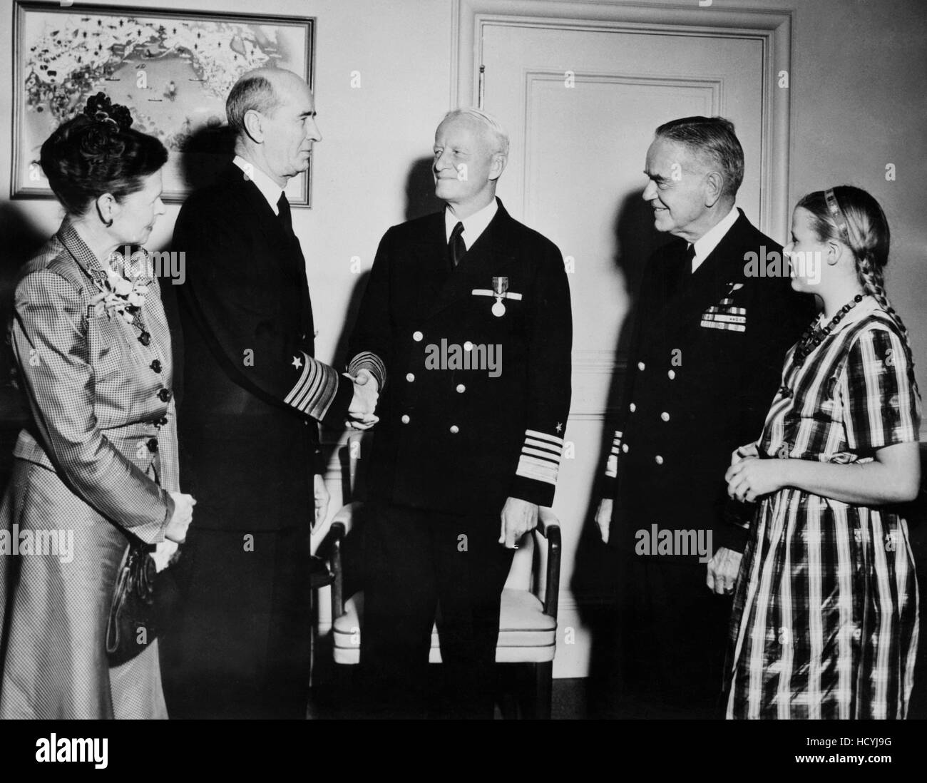 From left, Catherine Nimitz, Admiral Ernest King, Fleet Admiral Chester ...