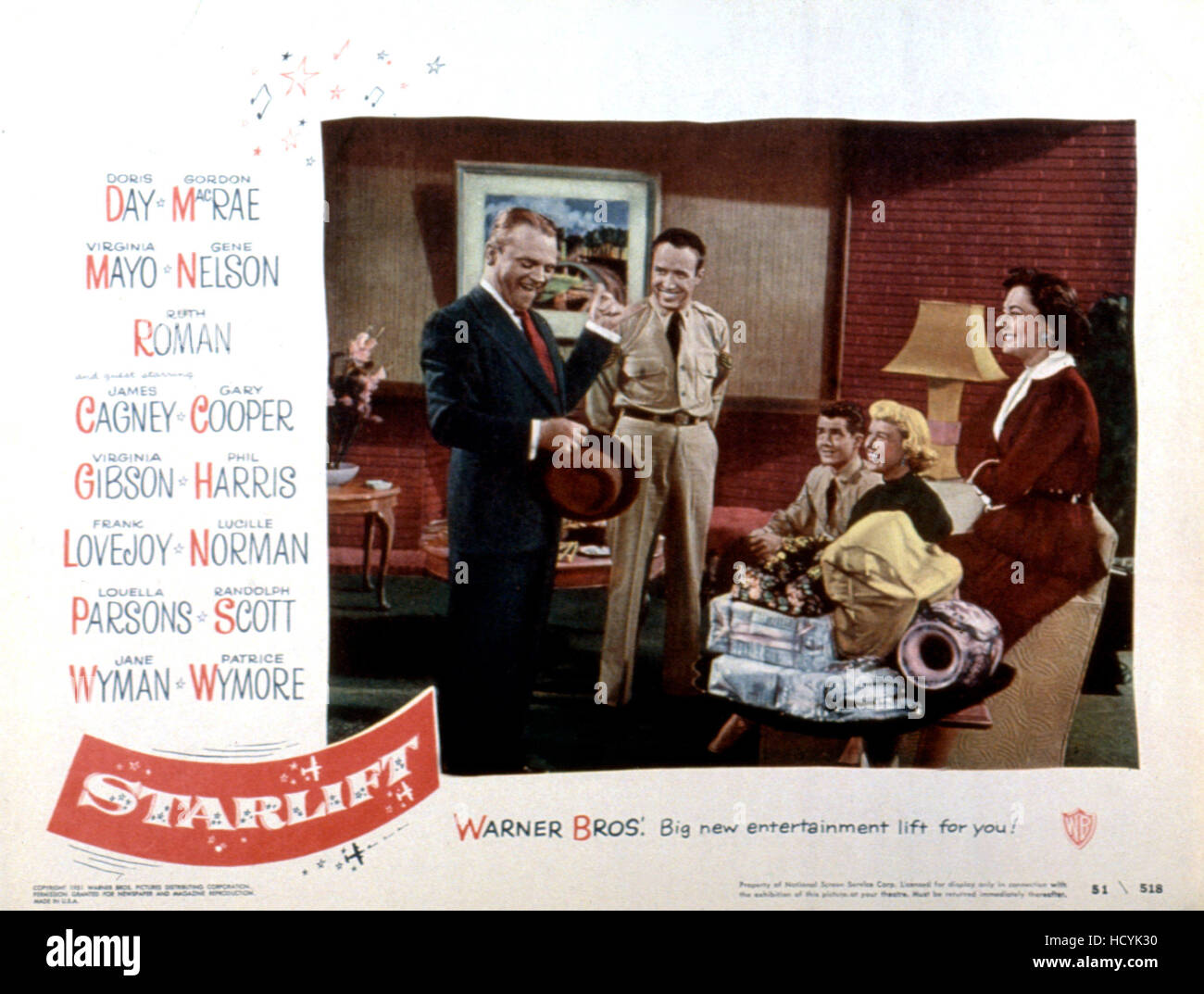 STARLIFT, from left: James Cagney, Dick Wesson, Ron Hagerthy, Doris Day ...