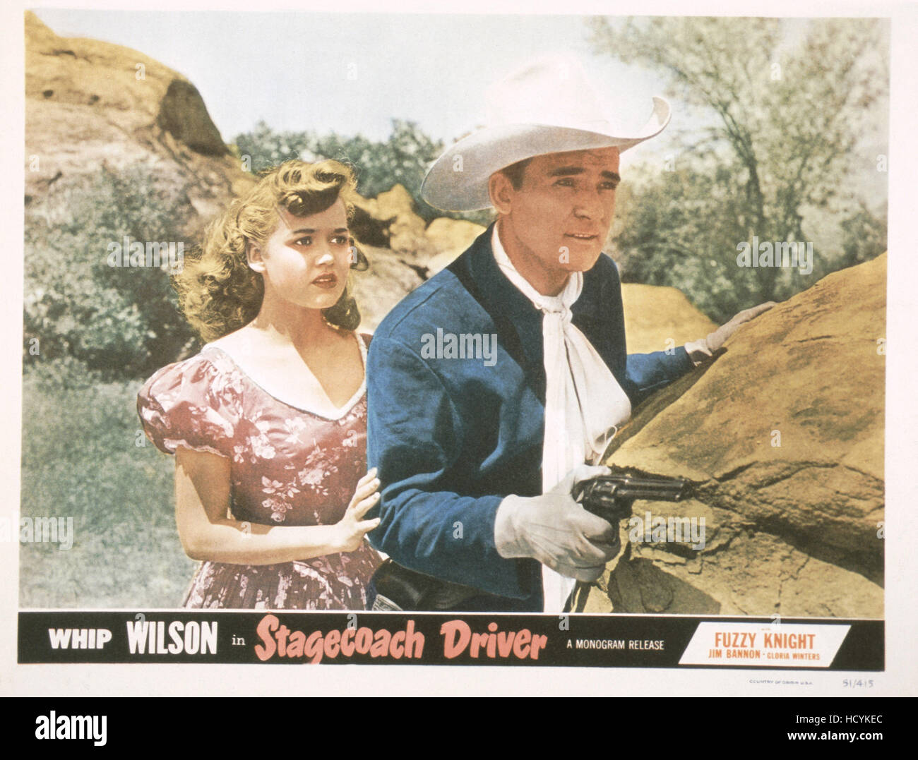 STAGECOACH DRIVER, US lobbycard, from left: Gloria Winters, Whip Wilson ...
