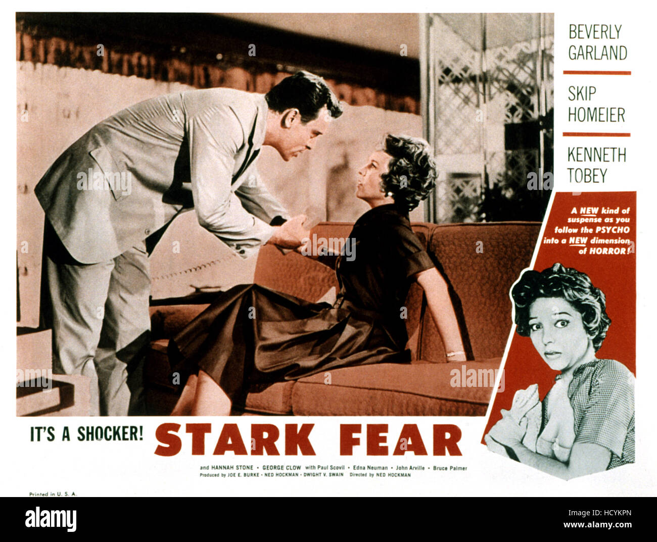 STARK FEAR, from left: Skip Homeier, Beverly Garland, 1962 Stock Photo ...