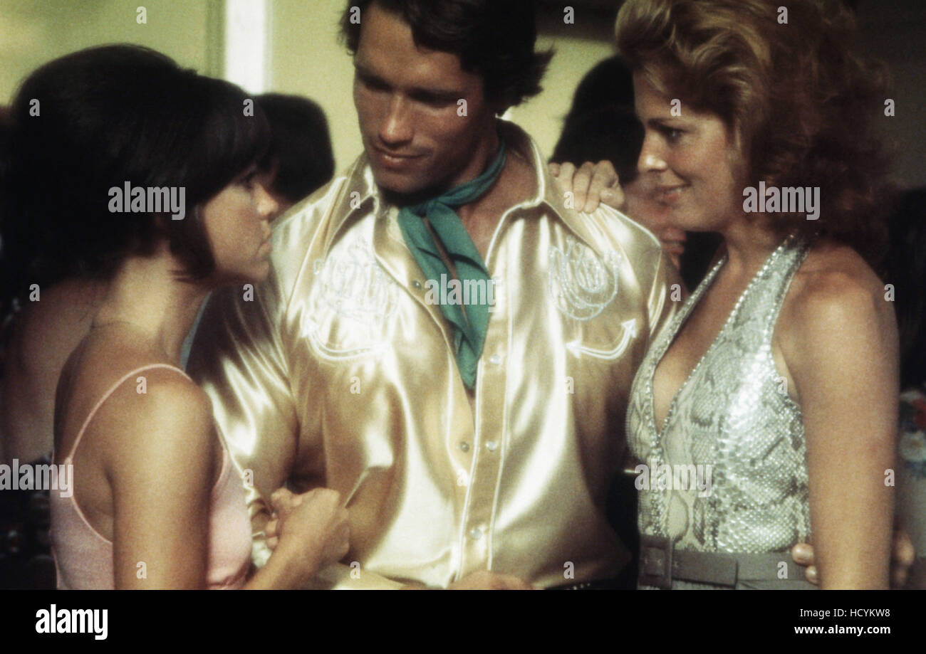 STAY HUNGRY, from left: Sally Field, Arnold Schwarzenegger, Joanna ...