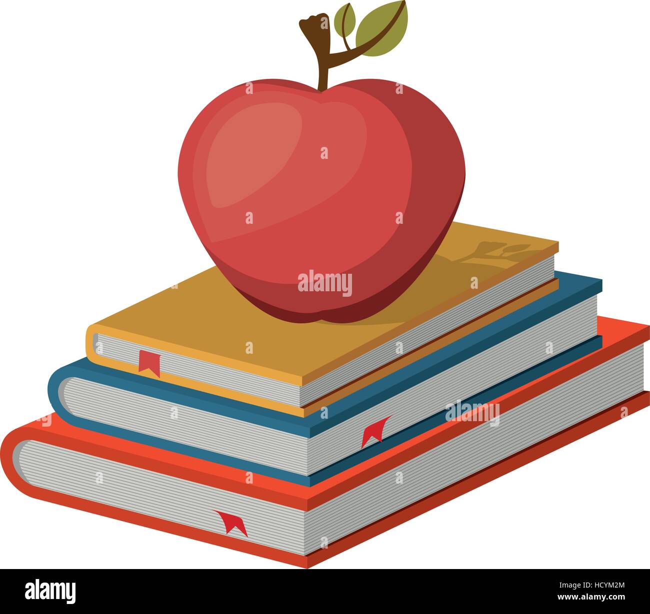 Book and apple icon. Education literature read and library theme ...