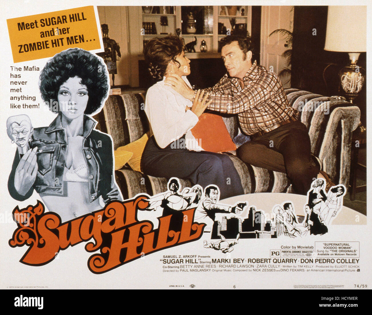 SUGAR HILL, US lobbycard, Marki Bey (far left), Robert Quarry (right ...