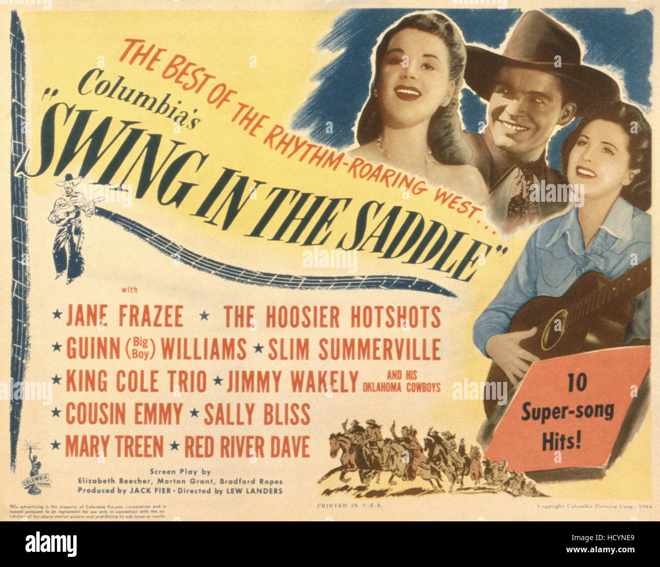SWING IN THE SADDLE, US poster, from left: Jane Frazee, Red River Dave ...