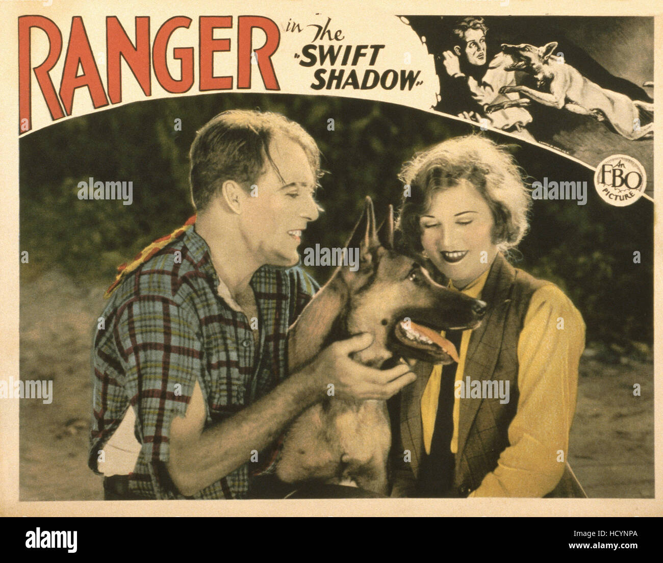 THE SWIFT SHADOW, US lobbycard, from left: Sam Nelson, Ranger the dog ...